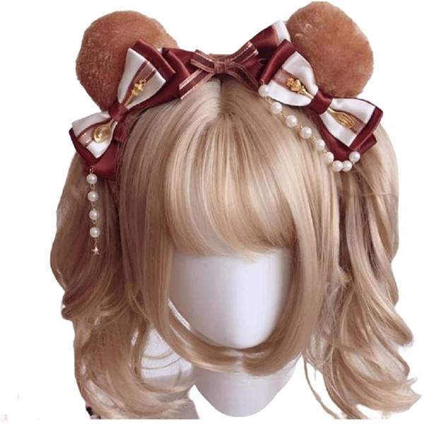 ・ぬいぐるみのくまさんのようなもこもこした耳が可愛い・クマ耳がキュートなカチューシャです。・パールやリボンの飾りが程よい上品さをプラス。大人可愛いお品です。・カチューシャなので着脱も簡単。サッとヘアスタイルをセットアップして頂けます。・レデ...
