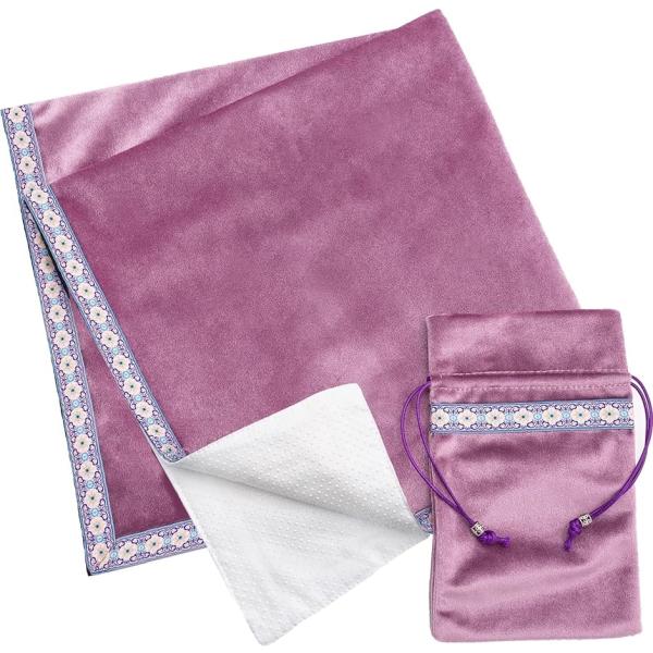 バリエーションコード : 2B4QQVWJ04「デザイン」パステルカラーの滑り止め付きタロットクロス。無地のベルベット素材にかわいいデザインの縁取り。タロットカード オラクルカード ルノルマンカード など カード占い 全般に重宝する占いのマ...