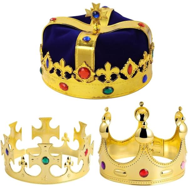 ・主役王冠コスプレ3点セットです。面白いおうかん仮装グッズですので、ハロウィンコスチューム・仮装パーティー・結婚式・お祭り・新年会・発表会・誕生日・忘年会・宴会・出し物・学園祭などにお使いください。・キング・プリンスの髪飾りのきん・ぎんの３...