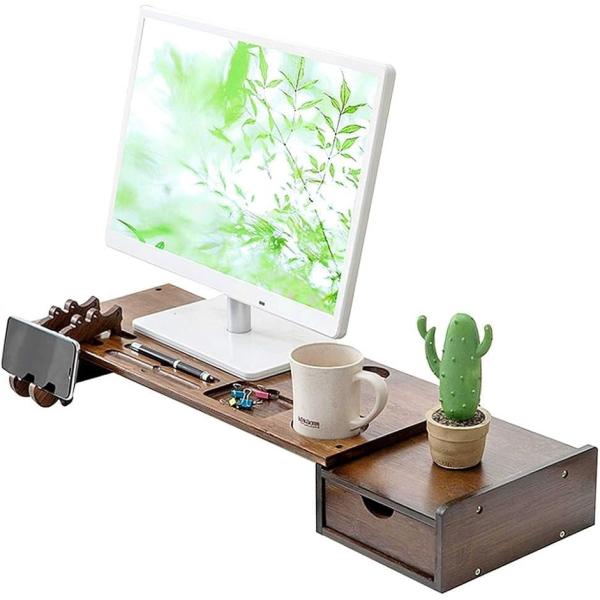 パソコン、テレビに最適なモニタースタンドチェストです。画面が目の高さまで上がり、視認性が向上、猫背になりにくいです。家庭およびオフィスでの使用に必須のデスクアクセサリーです。デスクスペースを有効活用し、小物を綺麗に収納できる多機能キーボード...