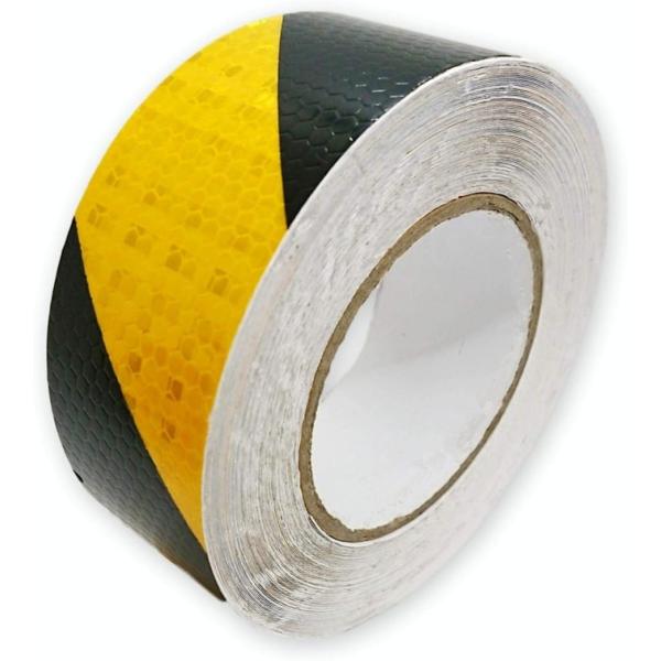 バリエーションコード : 2B4D3SR20G「サイズ」長さ 25 m 幅 5cm 「材質」PVC「色」黄色x黒(イエローxブラック)高輝度な反射テープです。テープ表面はハニカム模様が入っており車のヘッドライトの光を強く反射します。家の車庫...