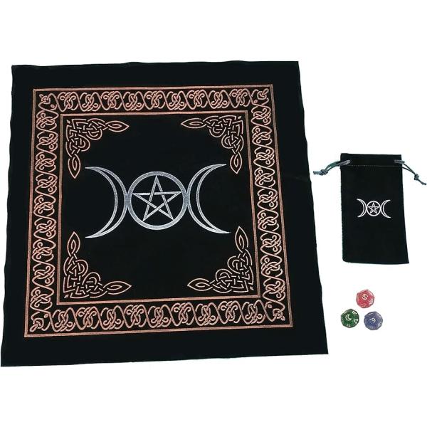 バリエーションコード : 2B6C8JUIK4・クロス：49cmx49cmフランネル素材　タロットポーチ：18cmx10cmベルベット素材　アストロダイス：3個 樹脂素材・クロスは中心に古代ケルトより受け継がれし神秘のデザイン、ケルト模様の...