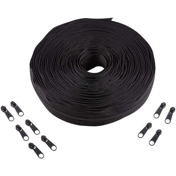 バリエーションコード : 2B6HT1CYYP・パッケージ包装：一本10mファスナーテープ、幅25mm、厚さ2mm；20個引き手；引手のサイズは22x7x1mm；色は黒色です。・高品質：ファスナーはナイロン製で丈夫で品質が高いより丈夫で耐用...