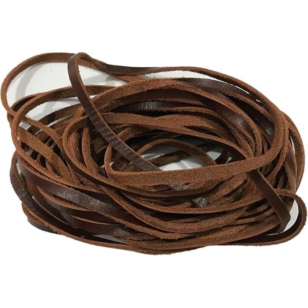 バリエーションコード : 2B6Q44GXY3上品なダークブラウン色の革紐 は、幅3mm、4mm、5mmの3種類から選択可能 です。牛革を使用した平紐で、ストラップやキーホルダー、レザークラフトなどの手芸作品に最適です。厚さ2mmのため、ハ...