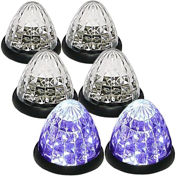 バリエーションコード : 2B61850X53・Customize トラック用 マーカーランプ LED サイド マーカー 16LED 24V 用 汎用 クリアレンズ、パープル発光のマーカーランプ・セット内容： マーカーランプx6個 (6個セ...