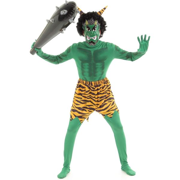 バリエーションコード : 2B6F4QHDN8・節分用全身タイツ＆ボディペイント付き・セット内容：タイツ、お面、ウィッグ、縞々パンツ、金棒・対象者：大人用・サイズ：画像にてご確認ください