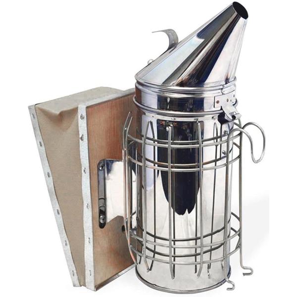 ・養蜂作業の必需品.. 蜂蜜を採取する際に、刺されることを防ぐのに、ミツバチを大人しくさせるための燻煙器です。・軽くて作業しやすい亜鉛メッキ製です。・使用方法：（１）円筒形の吹き口をはずして、火をつけた新聞紙などの火種を入れます。（２）吹子...