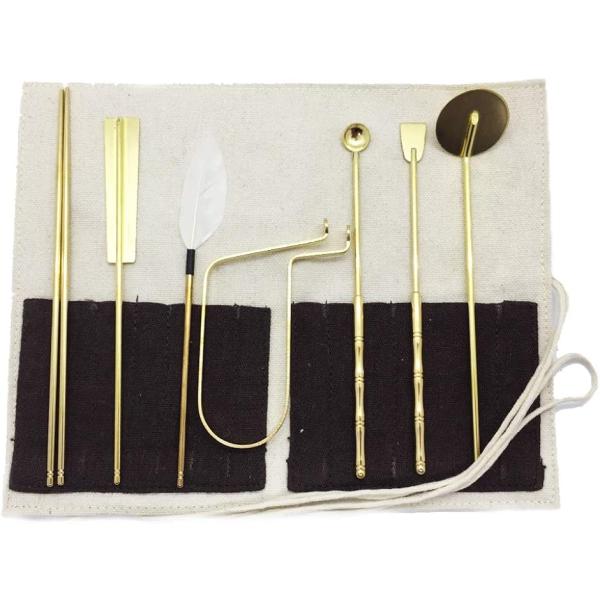 バリエーションコード : 2B8K0GIX9O・［A'sTool］ 香道具 火道具 入門 初心者向け 七つ道具 収納袋付・雅やかな日本の香り文化、香道で使用する香道具です。こちらのお道具は初心者向けとなります。・香道をこれからやられる方や初...