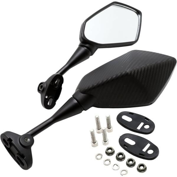 バリエーションコード : 2B89KCOPWVスクエアタイプでスッキリしたシルエットです。スーパースポーツ、レプリカタイプのバイクカスタムミラー。汎用品のため、ネジサイズ、取り付け幅が合えば取付可能。転倒などのミラー破損時の交換にも最適。参...