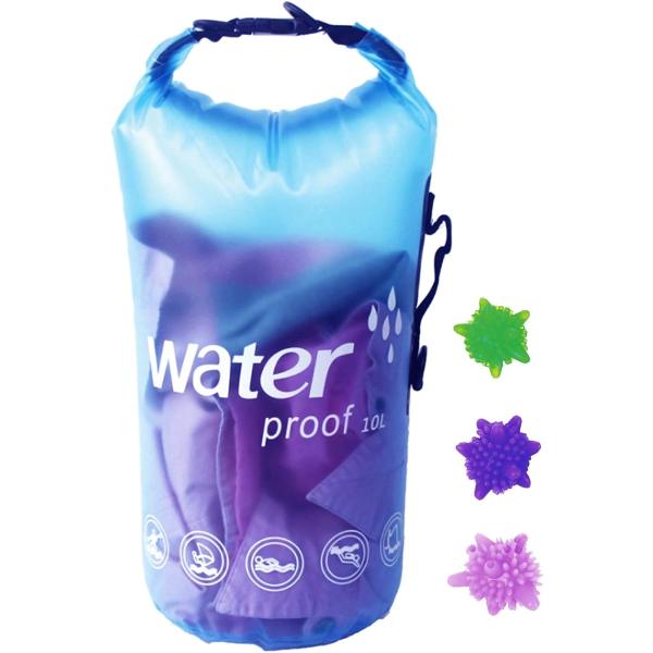 バリエーションコード : 2B8P5F0TWC・商品内容：携帯用防水洗濯バッグ10Lx水色1袋 ランドリーボールx3個（ボールのカラーはランダムとなります）・商品サイズ：横幅30cmx高さ55cm ＊使用時の最大長を平置き採寸・出張や合宿先...