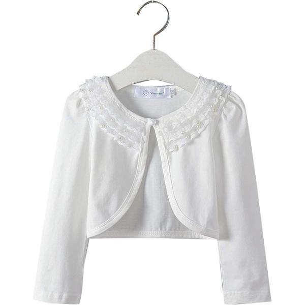 バリエーションコード : 2B8KX4GRW3・素材構成: ポリエステル、綿・羽織るだけできちんとフォーマルスタイル。可愛いキッズ用ボレロ（カーディガン）です。ベーシックな花柄レースと上品な印象のビジューレースの２タイプデザインからお選びい...