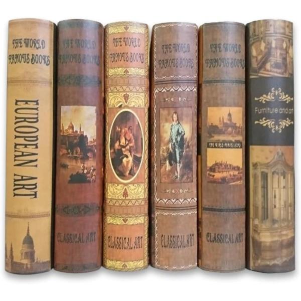 バリエーションコード : 2B885KT3JD・洋書(アート本)のイミテーションブック 小6冊セット・古い書物を模した、洋書型のフェイク（偽）本です。本棚・空きスペースのスペーサーやちょっとした室内インテリアとしてご活用いただけます。・伝記...