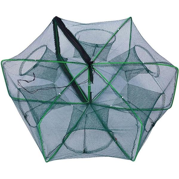 「 6穴・中型サイズ26cm。魚・カニ・エビ用 折りたたみ捕獲網かご 」 この中型サイズの折りたたみ式魚捕り網（カニ網・カニかご対応）は、高さ26cm・6つの入り口構造で、魚やカニ、伊勢エビなどを効率よく捕獲できます。コンパクトに折りたため...