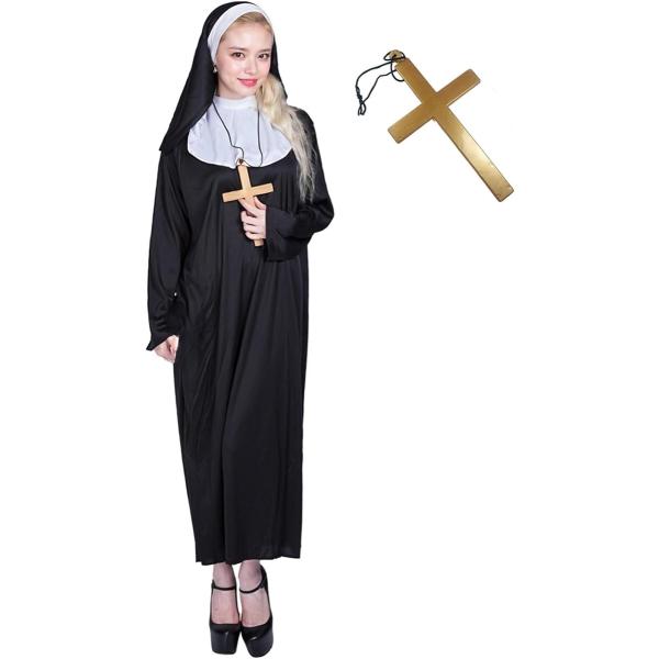 バリエーションコード : 2B96U6GUQX清楚なイメージを演出する、レディース用のシスターコスチュームセットです。着るだけで誰でも簡単に本格的でかわいいシスターに変身できちゃいます。シンプルなデザインでなりきり度は抜群。ワンピース＋ベー...