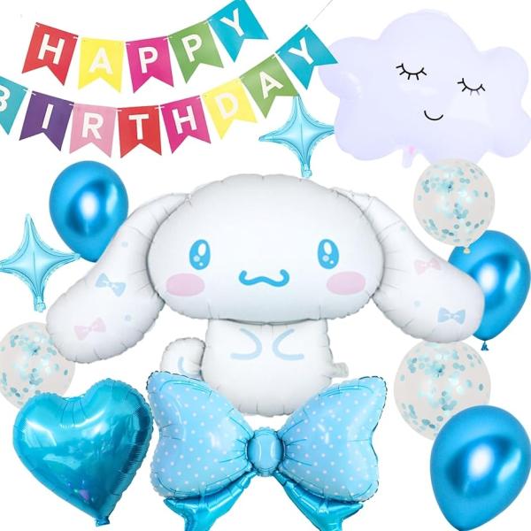 バリエーションコード : 2BJVIIRFGNセット内容は、シナモロールバルーン（約89x48cm）x１、雲バルーン（約74x60cm）x1、Happy Birthdayガーランドx1、青リボン（約68x50cm）x１、青ハートバルーン（4...