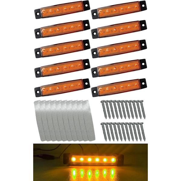 バリエーションコード : 2B98IFD3QRLED数と対応電圧：6連LED、12Vから24Vまで対応セット内容：10個セット（マーカーランプ x 10個、両面テープ x 10枚、ビス20本）サイズ：9.5cm x 2cm x 0.8cm、...