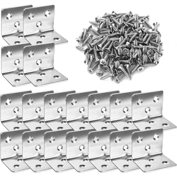 「パッケージ内容」20本(28x28x32mm)L字金具，ネジ120個付き。「高品質材質」耐久性に優れたステンレス製直角L字金具で、長期間ご使用いただけます。「多機能」タンス、キャビネット、窓、椅子などさまざまな緩みのある家具を補修に活躍し...