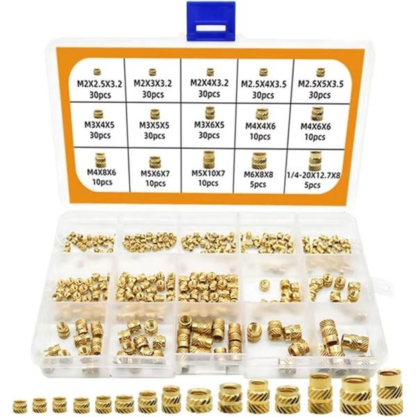 3Dプリンターの工作で蓋や固定台座の埋め込みナットに最適な真鍮製のローレットナット300個セットです。抜けにくいようにローレット部分は「く」の字に斜めにスリッドが入っているため、セット後も抜けにくいのが特徴です。M2〜M6 1/4-20まで...