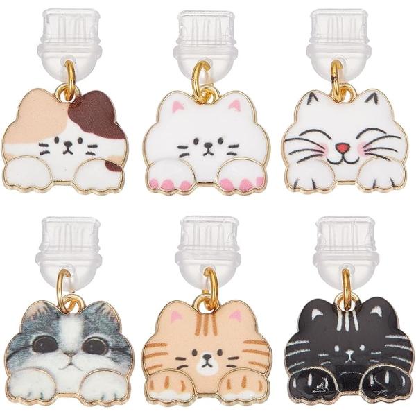 パッケージとサイズ：猫柄携帯防塵プラグペンダント6個入り；サイズ：長さ約28mm；日常使用や交換に十分な量です。プレミアム品質：キャップはPVCプラスチック製で、ペンダントは合金エナメル製で、軽量で耐久性があり、色が明るく、表面が光沢があり...