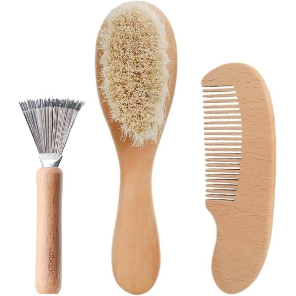 「ぬいぐるみ用ブラシセット」羊毛ブラシ、金属製起毛ブラシ、ブナ製木製櫛の3種がセットになったぬいぐるみ専用ブラシセットです。これにより、ぬいぐるみの毛羽立ちや毛玉を取り除き、毛並みを美しく整えます。「羊毛ブラシ・木製くしで毛並みを整える」柔...