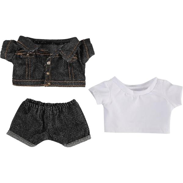 バリエーションコード : 2B9J24O6UTぬいぐるみ用のデニムジャケット・デニムパンツ・Tシャツのセットです。「 適用サイズ 」約20cm綿人形「 セット内容 」上着・ズボン・Tシャツ人形本体は含まれません。またセット内容以外のものも含...