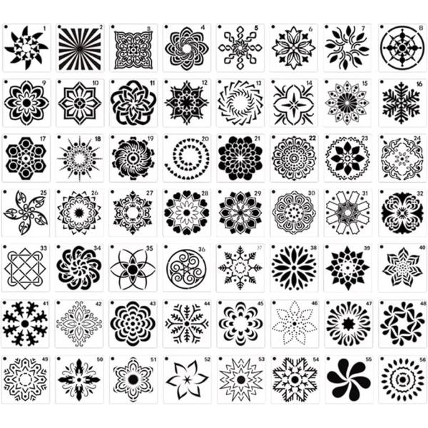 バリエーションコード : 2B9KR30TXC幾何学的デザインが神秘的で美しい「曼荼羅柄」ステンシルシートです。36種類セット、56種類セットからお選びいただけます。材質は耐久性に優れ、環境に優しいPET素材です。洗って繰り返しご使用いただ...