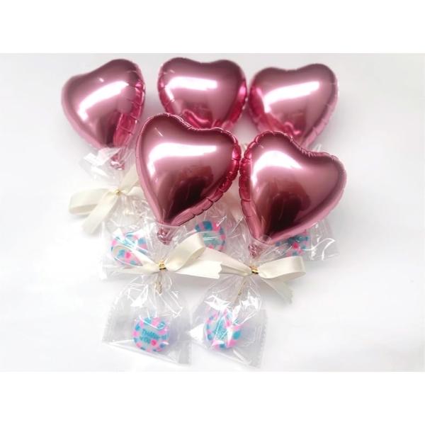 「Candy Flower March」プチバルーン5個セット・Thank youキャンディ付き/お配りギフト・卒業式・謝恩会・クリスマス・発表会にバルーンの大きさは約5cm　全体の大きさは14x8cmほどの手のひらサイズです