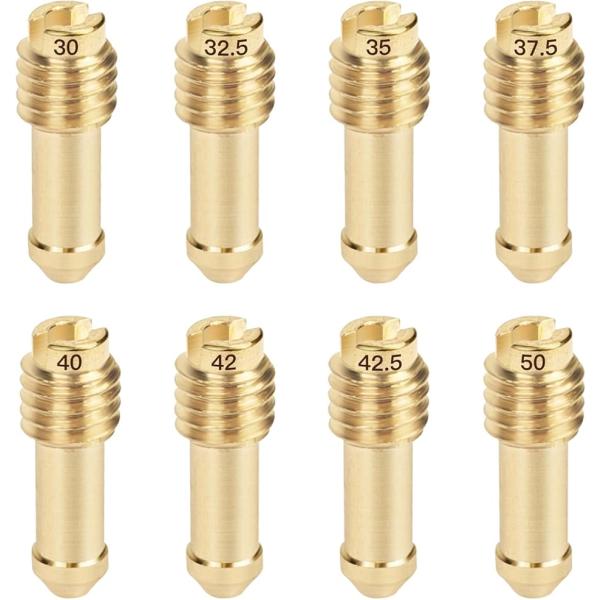 「パイロットジェット 詳細」パイロットジェットセット（14X5-B）#30#32.5#35#37.5#40#42#42.5#50，各1コ入り，合計8個セットです。「パイロットジェットのサイズ」パイロットジェット ミクニ/大 直径5mmx高さ...