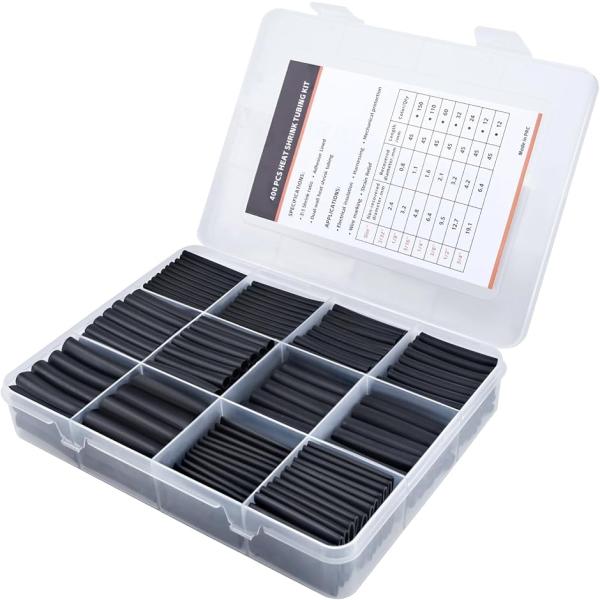 あなたが得るもの:7つの異なるサイズの400個3:1熱収縮チューブ:3/32インチ(2.4mm)150個、1/8インチ(3.2mm)110個、3/16インチ(4.8mm)60個、1/4インチ(6.4mm)32個、3/8インチ(9.5mm)2...