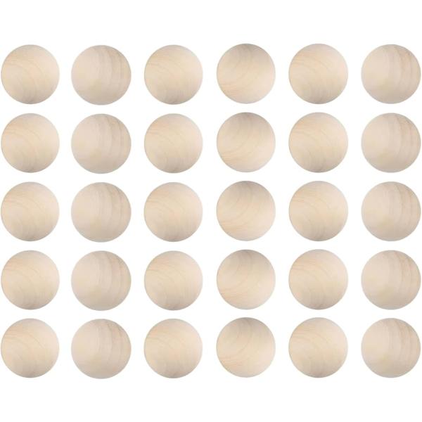 バリエーションコード : 2B9P8648DI天然木材（ヘム材）製、木製ボール30個セット（穴なし）。綺麗に研磨された滑らかな木肌は塗装し易く、木工クラフト、木工アートに適しています。天然木材の木球は個々に異なる木目が芸術的で美しく、エコア...