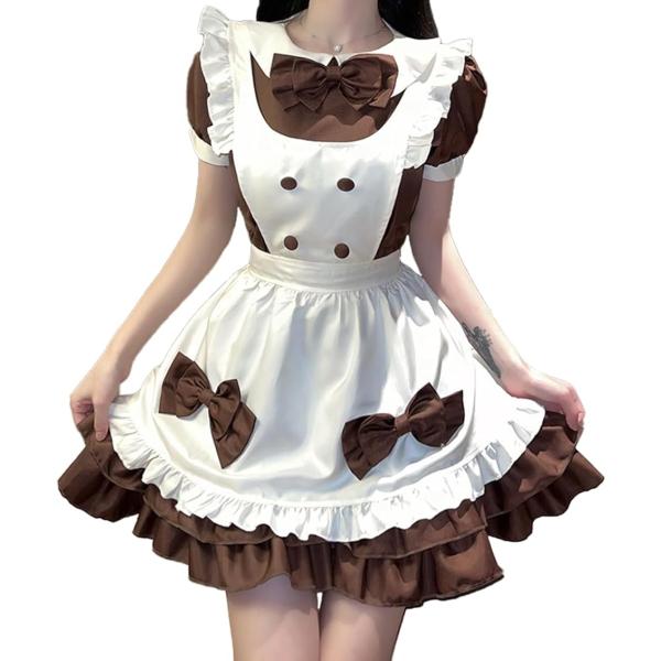 素材：ポリエステル本商品の一押しポイント..カチューシャとメイド服の大きなリボンがかわいい。尻尾のような大きなバックリボンが特徴。前から見ても後ろから見てもかわいい。