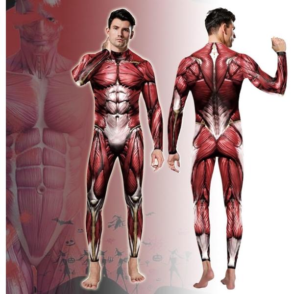 バリエーションコード : 2B9QPLT0GS筋肉モリモリのリアルな筋肉模様がプリントされたユニークな全身タイツ。迫力あるデザインとおもしろさ満点の仕上がりで、注目を集めること間違いなし。メンズ向けの大胆な衣装で、インパクト抜群です。プリン...