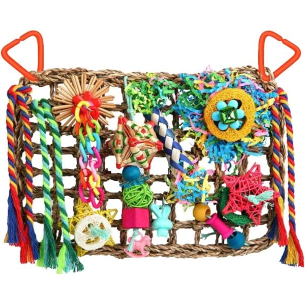 オカメインコにぴったりのカラフルなバードアスレチックで、楽しい遊び場を提供。かじるおもちゃ、噛むロープでインコの遊び心を刺激しストレス解消にも最適。鳥用品として、インコグッズや鳥ジム、ベッド、爪研きも取り入れた遊び場です。おしゃれなデザイン...