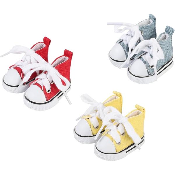 バリエーションコード : 2B9UGJUFNWぬいぐるみ用のキャンバスシューズ（ハイカットスニーカー）です。人形（ぬいぐるみ）は、靴を履いて立つことができます。「 適用サイズ 」約20cm綿人形「 セット内容 」靴　3点 イエロー・レッド・...