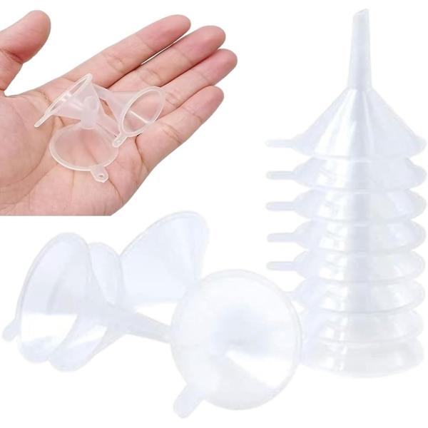 注ぎ口直径3.1cmミニ漏斗100個セットです。材質は軽量で耐久性に優れたPP素材です。香水や化粧水などの液体を小さな小分け容器へ安定して移し替えすることができます。カラーは液体の動きが確認できる半透明となっております。ロートのサイズは、注...