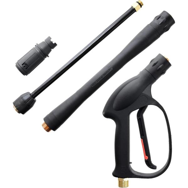 バリエーションコード : 2BF01KNGY6・＊ 高圧洗浄機用の洗浄ガン（ノズル・ランス付属）になります。・＊ 用途により２本の延長ランスを脱着し、洗浄ガンの全長を２段階で調整できます。・＊ ランスを継ぎ足し最長95cmの洗浄ガンとしてお...