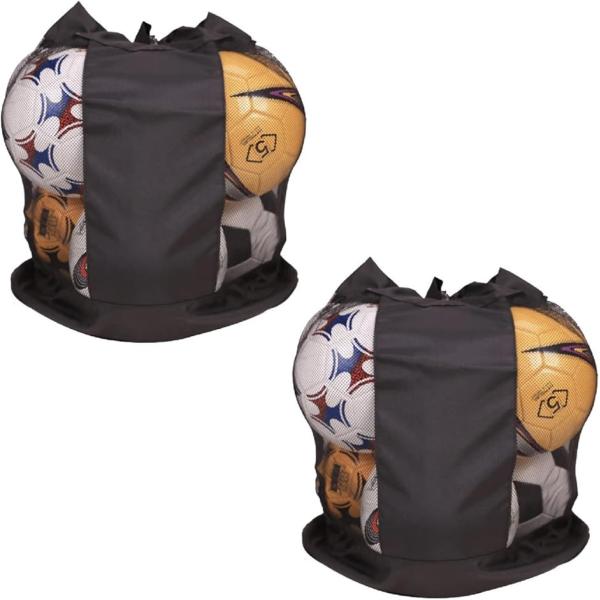 バリエーションコード : 2BJ5PC93GYボールバッグは、サッカー、バスケ、バレーボールなどの練習や遠征時に便利なバッグケース。ボールを約5個収納、ワンショルダーで肩掛けOK。メッシュでボールの個数も一目瞭然。部活やクラブに便利な2個セ...