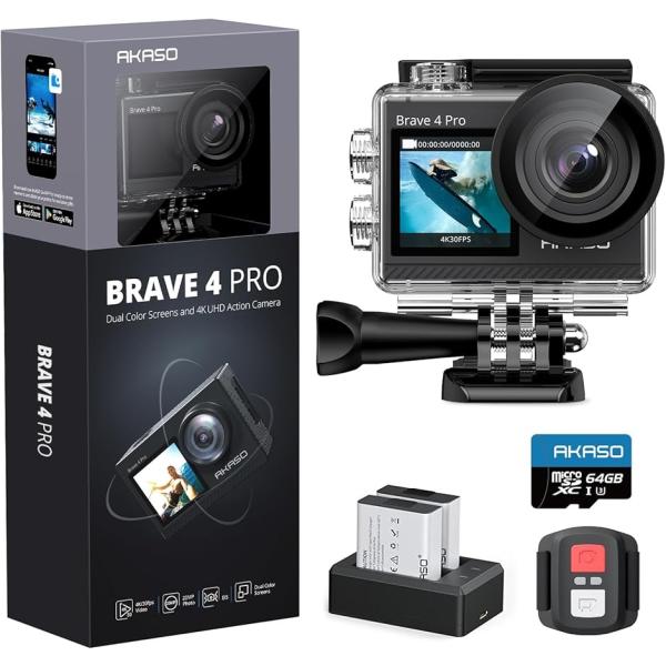バリエーションコード : 2B2PGX4JU9「40M防水カメラ＆170°調整可能広角」 いろんな使用環境を対応できるために、AKASO Brave 4 Pro水中カメラは緻密に設計された防水防塵や耐衝撃性能も備えた堅固な防水ケースが付属さ...