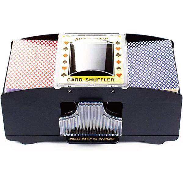 ・ボタンを押すだけでカードをシャッフルできる自動式カードシャッフラーです。手品やトランプゲームなど様々な用途でお使いいただけます。・カードがちゃんと混ざらない、シャッフルが面倒といった意外と多いカードゲームのお悩みを解決する一助に。・「楽々...