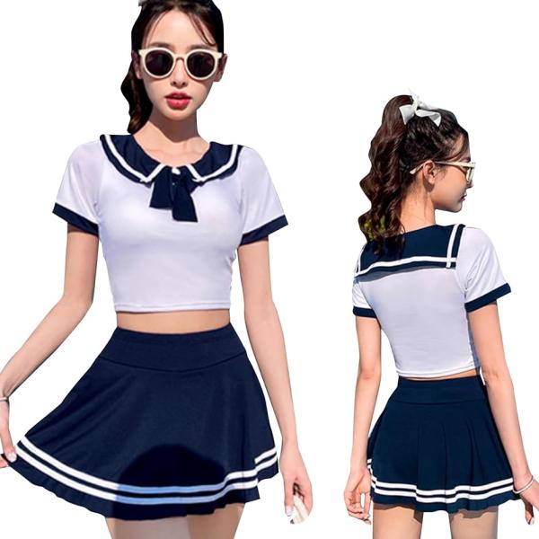 バリエーションコード : 2BJI6N4VUH・「泳げるセーラー服」 セーラー服型のキュートな水着。水に濡れたセーラー服はとってもセクシー・「海やプールでセーラー服」 女子中学生、女子高校生らしいセーラーはリボン付きでかわいく。短めへそ出し...