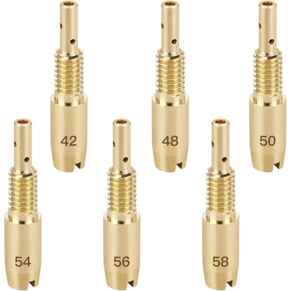 「 パイロットジェット 用途」キャブレターセッティングにアイドリング時から低速域（スロットル全閉から1/4開）まで作用するジェットです。スロットル開け始めでかぶったり又はたついたりするようならセッティングが必要です。番数が大きくなれば穴の径...