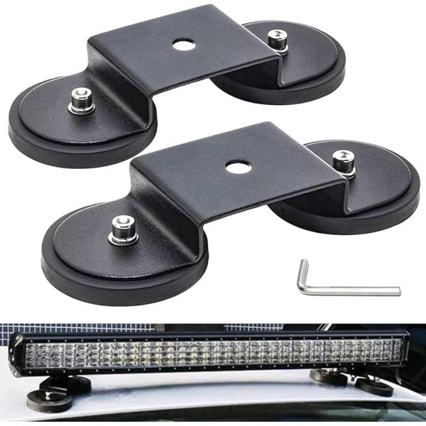 「マグネット台座2個セット」強力マグネットで車のボンネットやルーフに作業灯を設置するステーブラケットです。マグネット式なので穴あけ不要で容易にライトの取付けを行えます。台座2個セットですので様々なサイズのライトバーも設置できます。傷防止ラバ...