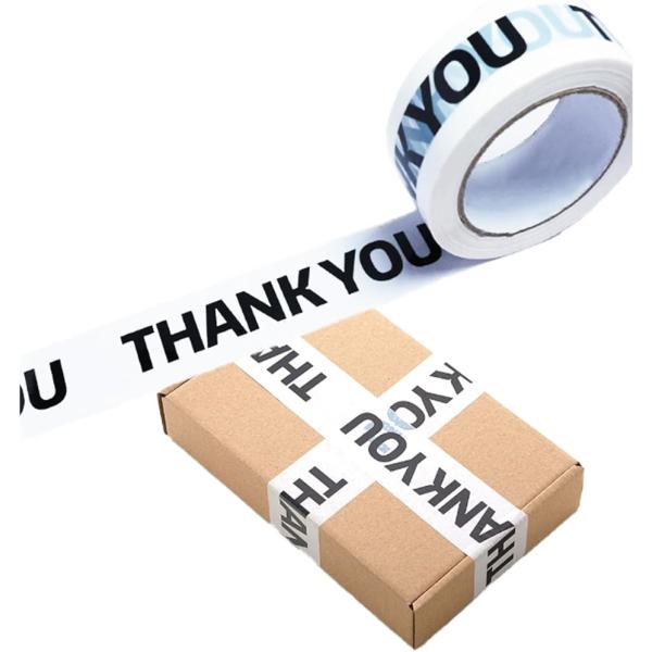 バリエーションコード : 2BJPX3T382THANK YOU の文字が入った長さたっぷり100ｍのOPP梱包テープです。ホワイトとピンクの2カラーからお選びいただけます。BOPP(二軸延伸ポリプロピレン)素材なので、水や汚れに強く、強度...