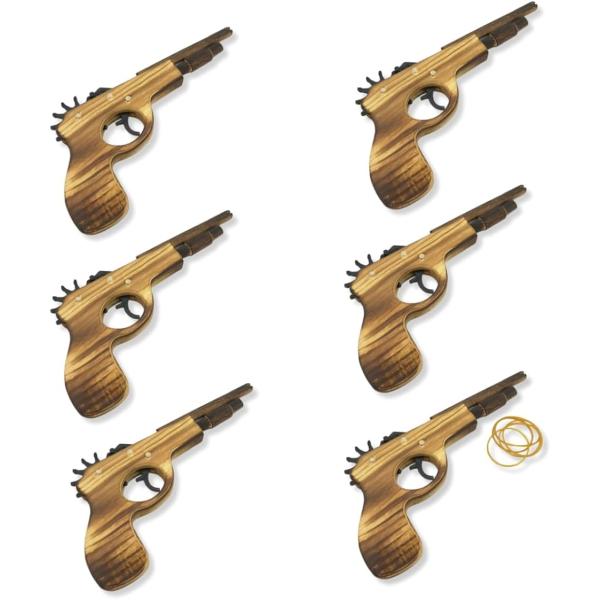 バリエーションコード : 2BJRLTY3WS「連射式木製ゴム鉄砲」お子様も喜ぶ輪ゴムを飛ばす連射式の木製ゴム鉄砲のおもちゃ6個セットになります。縁日やイベント、お祭りなどの的あてゲームにも最適です。「楽しく遊べる」12連射まで可能な設計を...