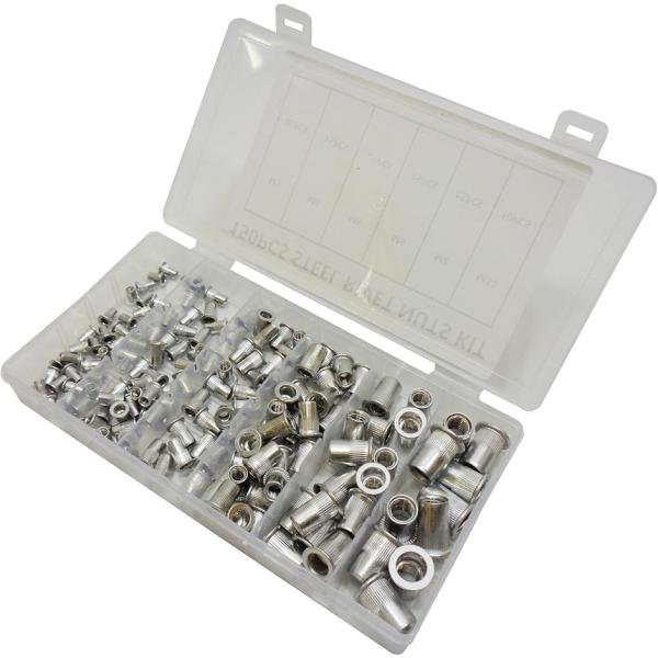 薄い鉄板や壁材などにネジ穴を作りだすことが出来るリベットナットです。リベットナットボディ外周面にローレットを施してあり、このローレット部が締結時ワークの下穴に食い込み安定した高い強度が得られます。通常はねじ接続に使用されますが、リベットと追...