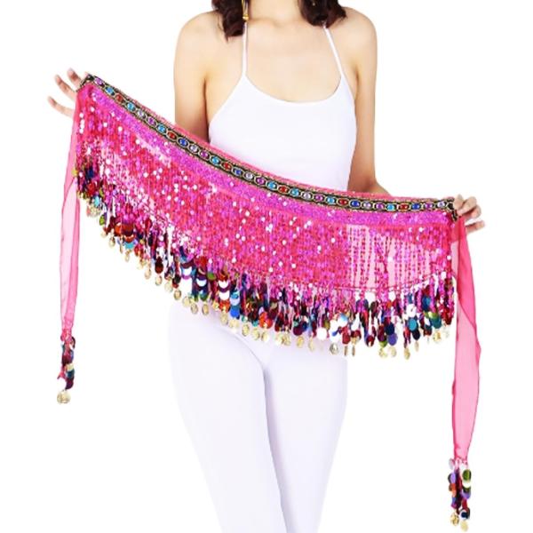 バリエーションコード : 2BJWJDI2SK・ベリーダンス用ヒップスカーフです。ブラック・ホワイト・ピンク・レッド・イエローの5カラーからお選びいただけます。・ウエストラインを美しく魅せる、スカーフ上部に散りばめられたカラフルなビジュー付...