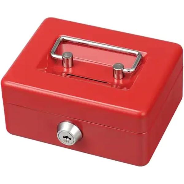 バリエーションコード : 2BJXQ3QHV9スチール製の手提げ型ミニ金庫です。取り外し可能なトレー付きで、小銭や小物の整理整頓に役立ちます。小銭の投入口がついているので、貯金箱や投票箱として使えます。取っ手付きで持ち運びにも便利です。鍵付...