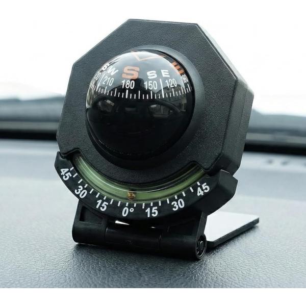 見やすいユニバーサル仕様：大きな文字で色分けしているため、パッと見て直感的にわかりやすいアナログ式の球体コンパスです。傾斜も中央からどれくらい離れているかで簡単に把握することができます。多機能：ヘッドアップディスプレイで見やすく、角度調整可...