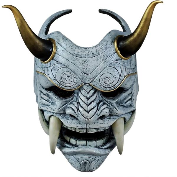 バリエーションコード : 2BR52L4TQV「鬼 お面 仮装」は、日本の能楽で知られる伝統的な「般若（はんにゃ）」の面をベースに、悪魔や牛魔王の要素を融合させた、強烈なインパクトを放つデザインが特徴的です。鬼面マスクで主役の座を掴めとれる...