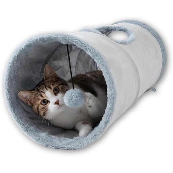 バリエーションコード : 2BRC8SP54V「猫が夢中になる遊びトンネル」猫の「隠れる・飛び出す・追いかける」といった本能的な遊びを引き出す猫用トンネルです。トンネルの中を行き来したり、のぞき穴から顔を出したり、吊り下げボールで遊んだりと...